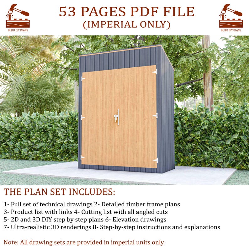 Garden Shed Plans, DIY Shed, Outdoor Storage Plan, Workbench, Tool ...