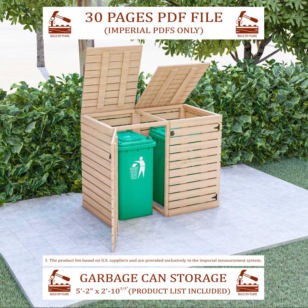 Garbage Bin Storage Plan, DIY Trash Can Storage Plans, Wheelie Garden ...