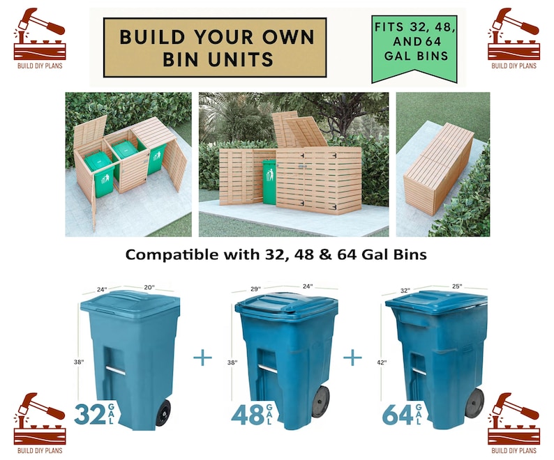 Wheelie Bin Storage Plans, Outdoor Trash Can Store, DIY Garbage Storage ...