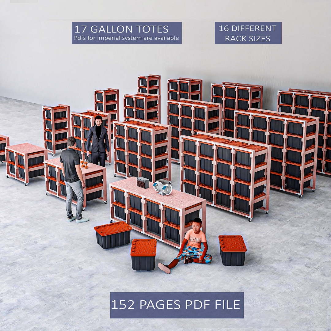 17 Gallon Tote Storage Rack Plans, Garage Shelves, DIY Tote Rack ...