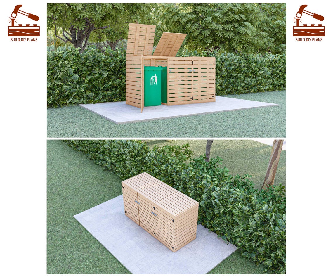 Wheelie Bin Storage Plans, Outdoor Trash Can Store, DIY Garbage Storage ...