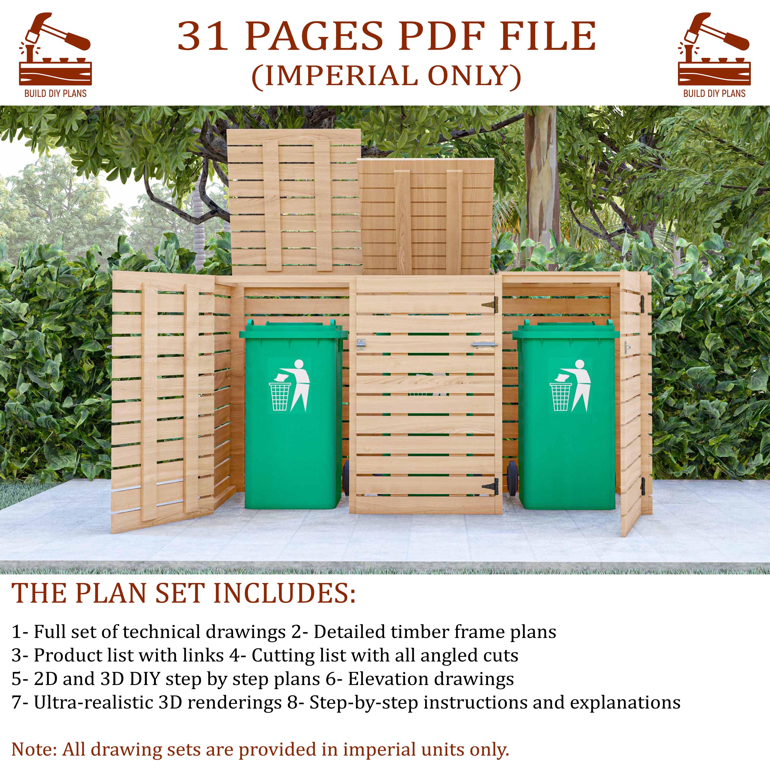 Wheelie Bin Storage Plans, Outdoor Trash Can Store, DIY Garbage Storage ...