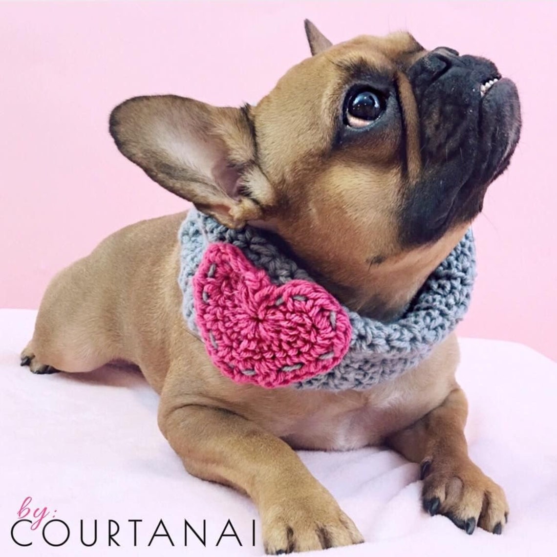 Crochet Dog Cowl Grey With Hot Pink Heart Made to Order - Etsy