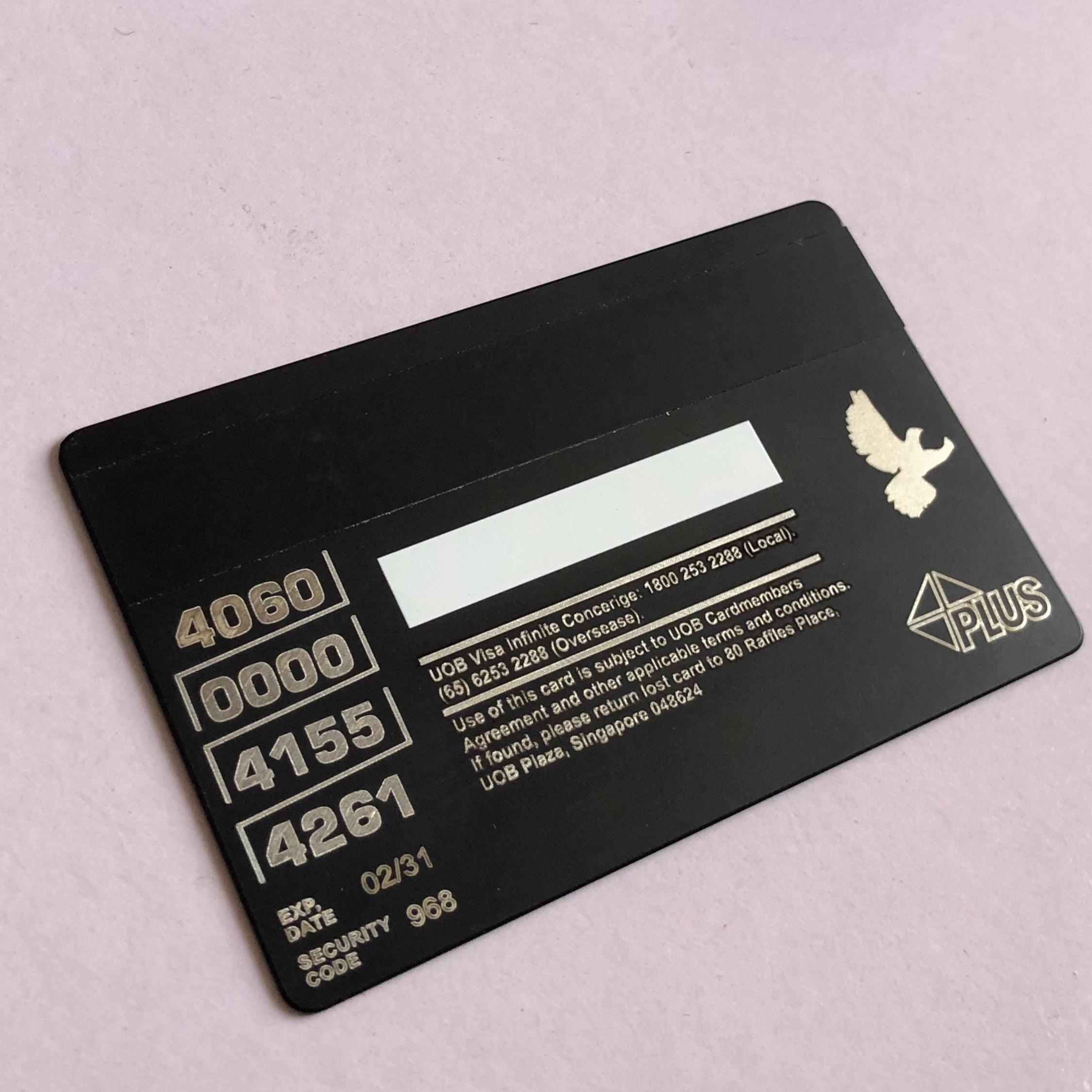Personalized Metal Laser Engraved UOB Infinite VISA Credit/debit Card ...