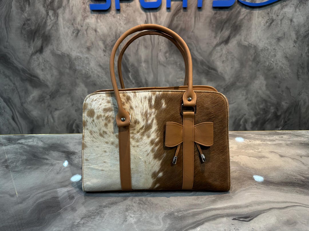 Spotted Cowhide Satchel Bag - Unique Brown & White Print Handbag ...