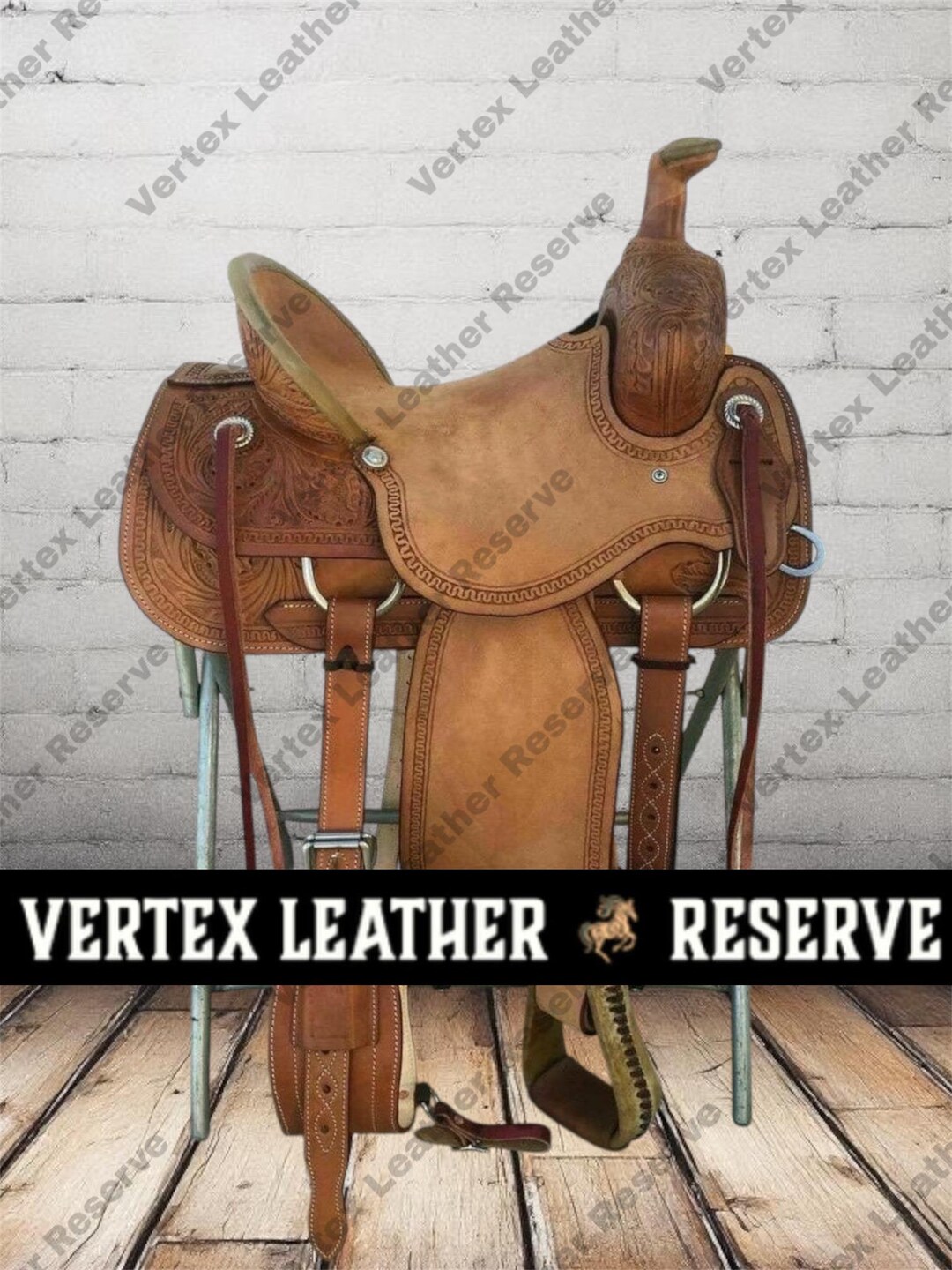 Hand Carved Western Ranch Roping Leather Horse Saddle With Matching ...