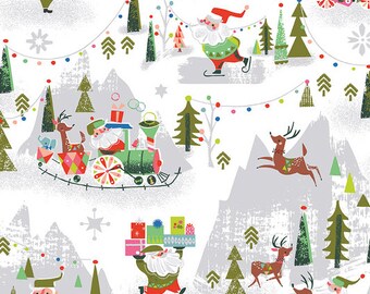 Retro christmas fabric | Etsy