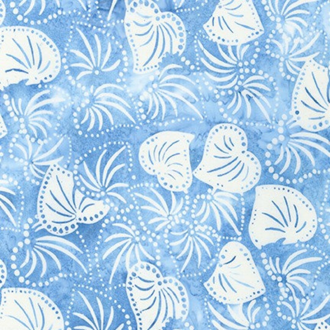 Batik Fabric- Exotic Leaves in Denim Blue by Lunn Studios From Artisan ...