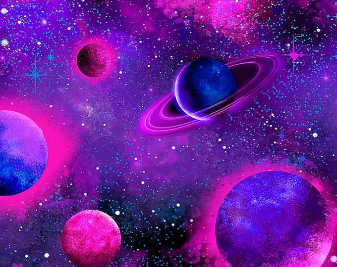 Pink and Purple Planets in Space From Timeless Treasure's - Etsy