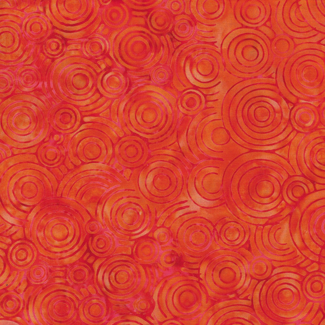 BATIK FABRIC - Concentric Circles in Pumpkin From Contempo Collection ...