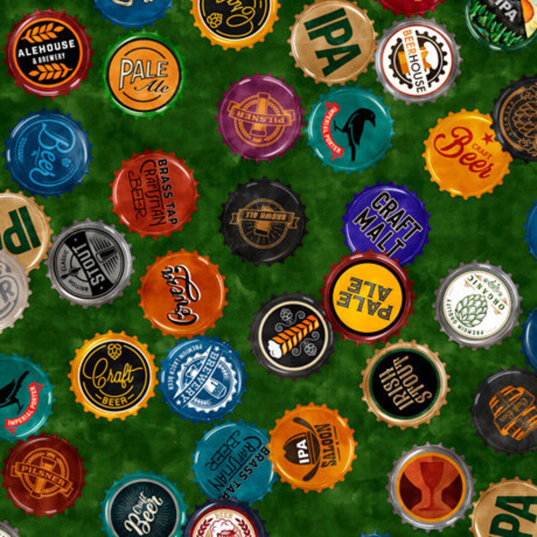 Beer Bottle Caps in Green From on Tap Collection by Dan Morris for QT ...