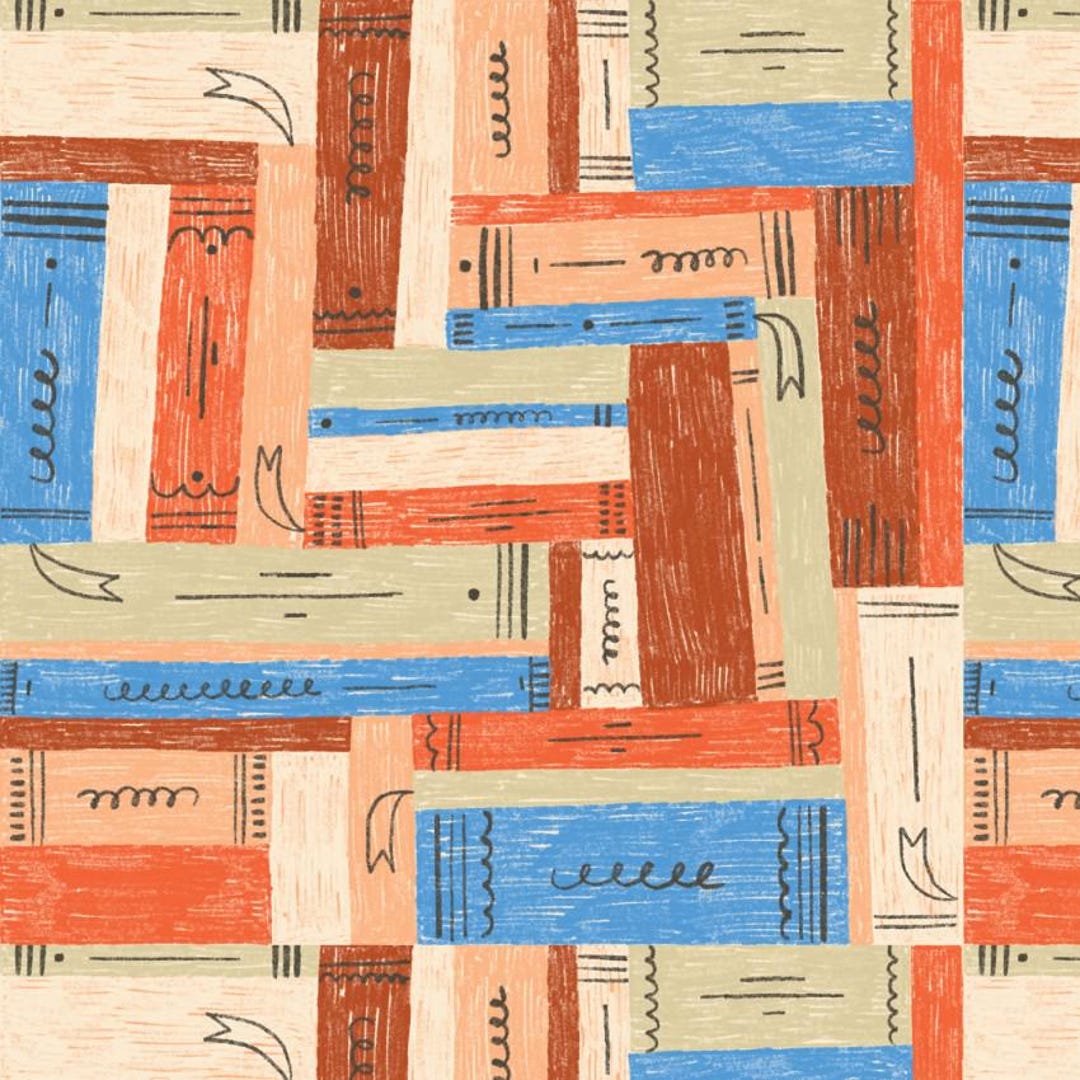 ORGANIC Fabric - Book Shelf From the Book Club Collection by Meenal ...