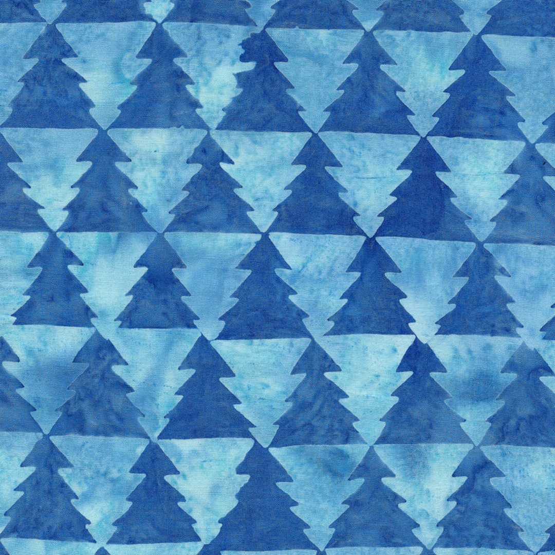 BATIK FABRIC - Triangle Tree in Med Pool From Glacier Bay Collection by ...