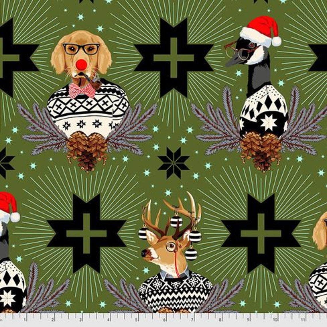 FLANNEL Tula Pink Fabric Buck Buck Goose in Pine Fresh From - Etsy