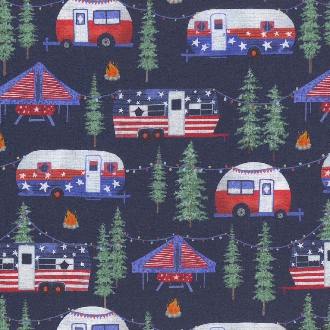 Night Camping Scene in Dark Blue From the Camp USA Collection by ...
