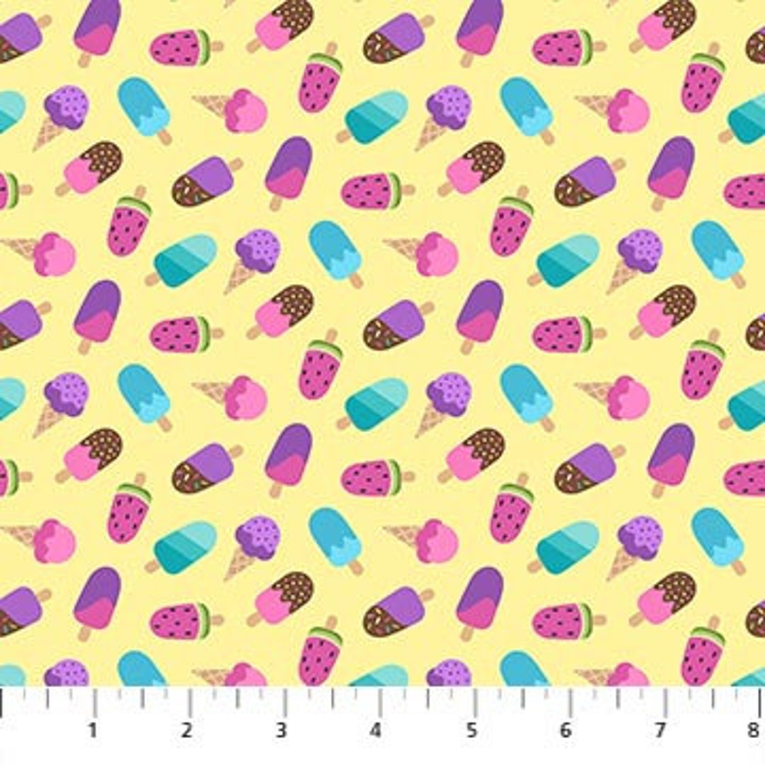 Ice Cream Popsicle Toss in Yellow From Northcott's Dreamland Collection ...