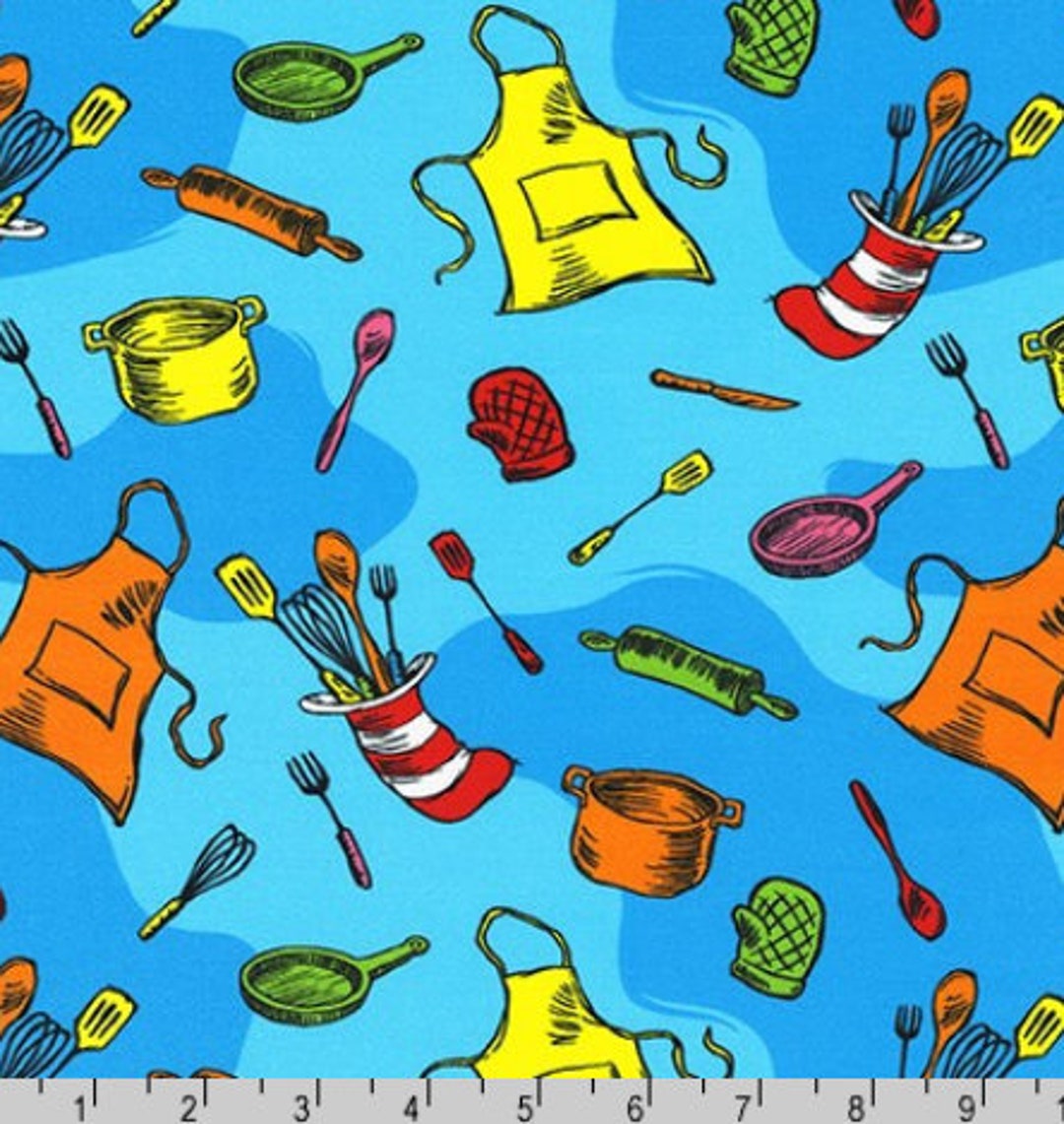 Cooking Toss From Dr. Seuss Chef Collection by Robert Kaufman Cat in ...