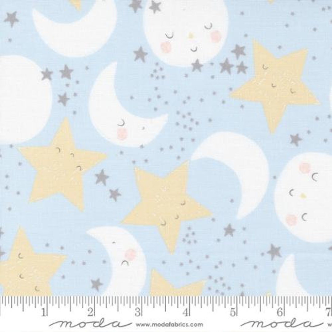 Star and Moon Faces Baby Stars Moon in Light Blue From D is - Etsy