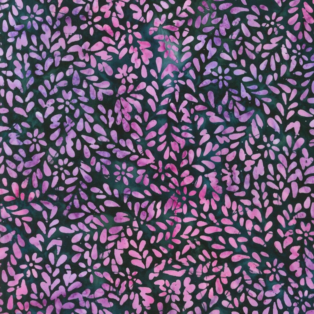 Batik Fabric - Leaves in Lilac From the Butterfly Habitat Collection by ...