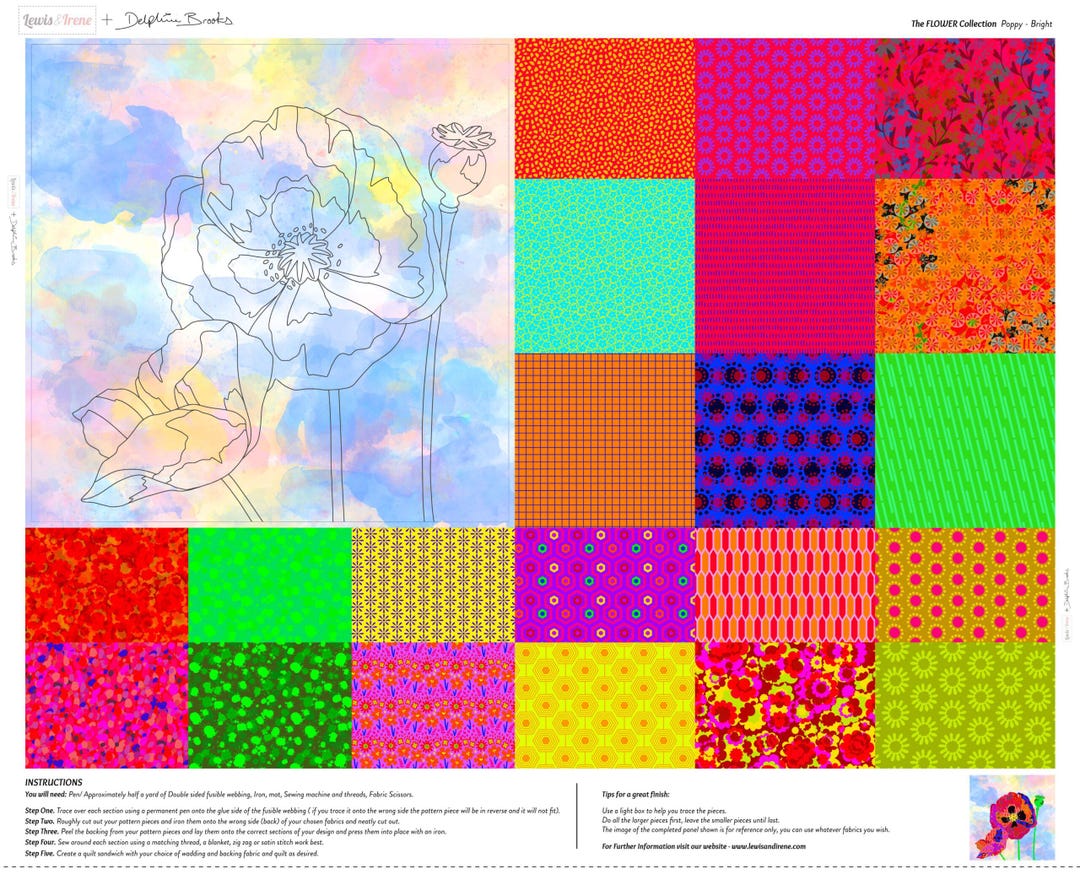 Poppy in Bright - Flower 36" Panel From the Delphine Brooks Flower ...