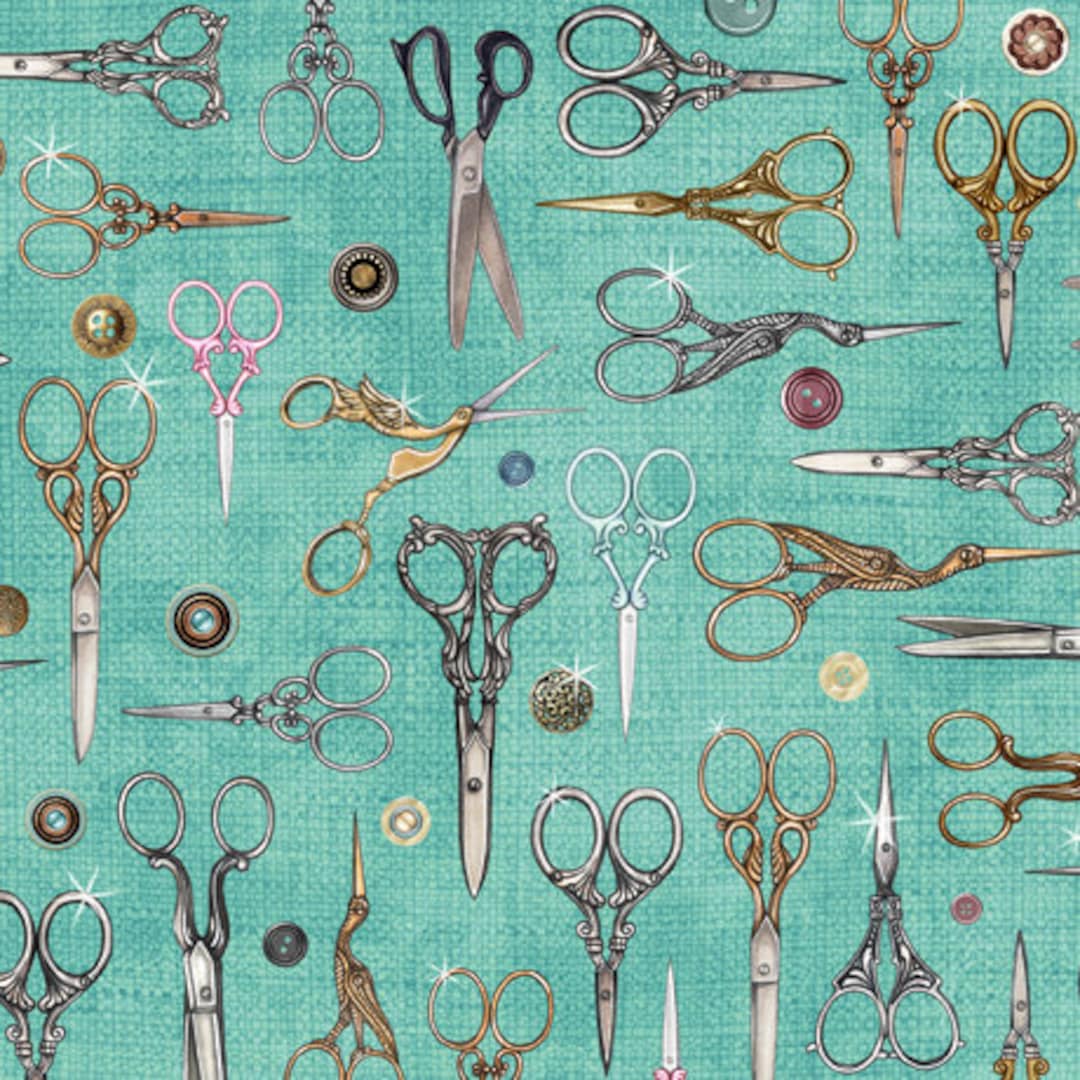 Scissors in Blue From the Just Sew Collection by ©dan Morris for QT ...