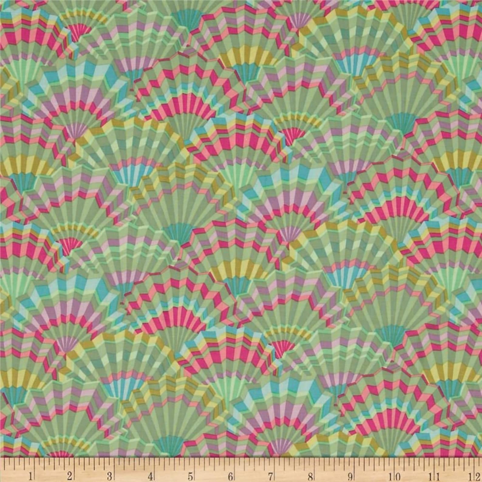 Paper Fans in Green From Kaffe Fassett Collective Stash Collection for ...