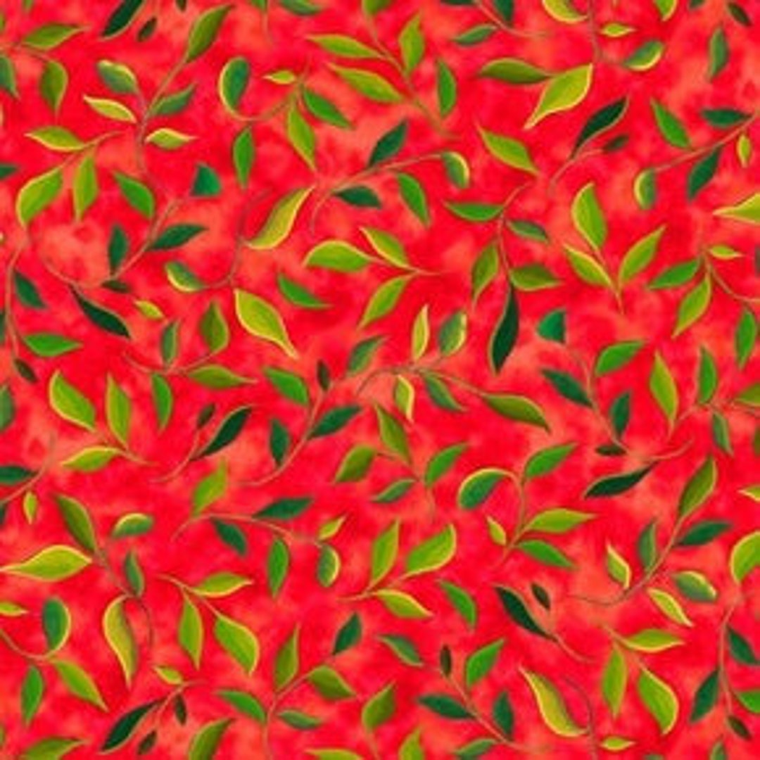 Leaf Sprigs in Red From Wild Beauty Collection for QT Fabrics - 100% ...