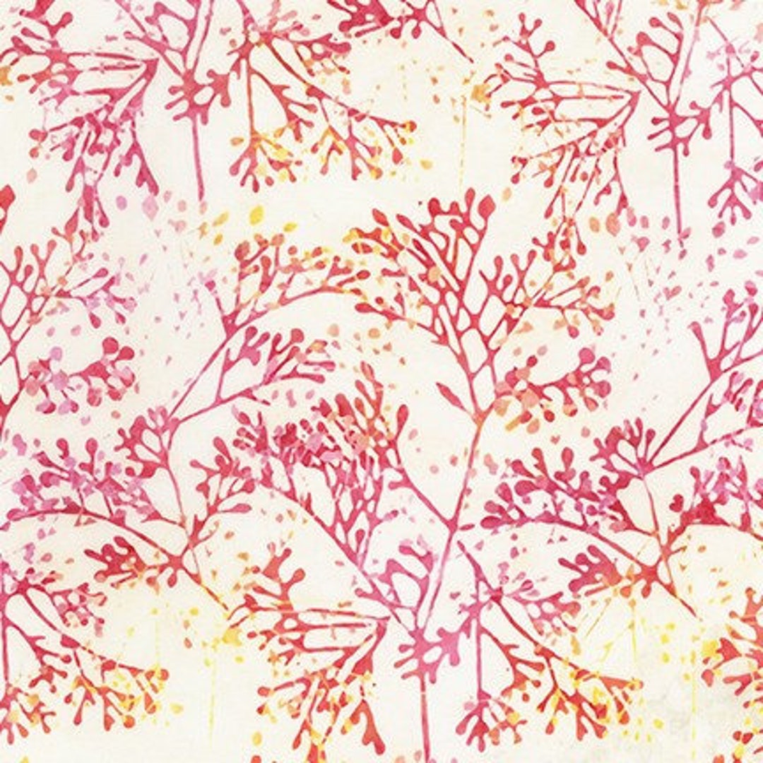 Batik Fabric- Peach Pink/orange Branches From Artisan Batiks ...