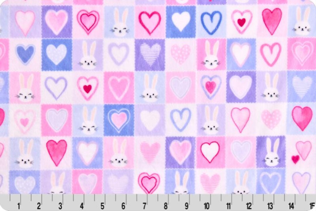 Hoppy Hearts in Hot Pink Digital Cuddle® Smooth Minky From Shannon ...