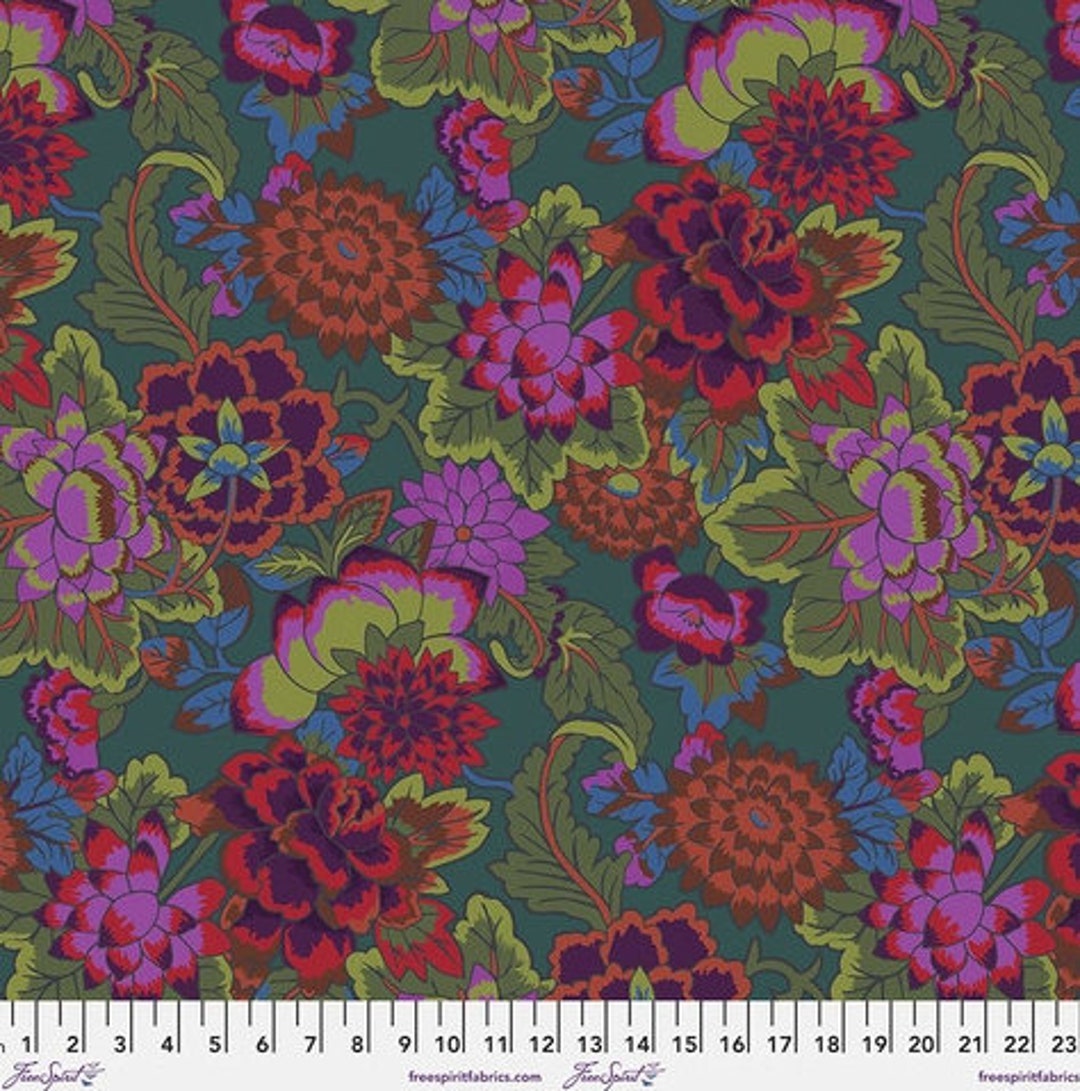 Kaffe Fassett Fabric by the Yard- Cloisonne in Teal From Kaffe Fassett ...