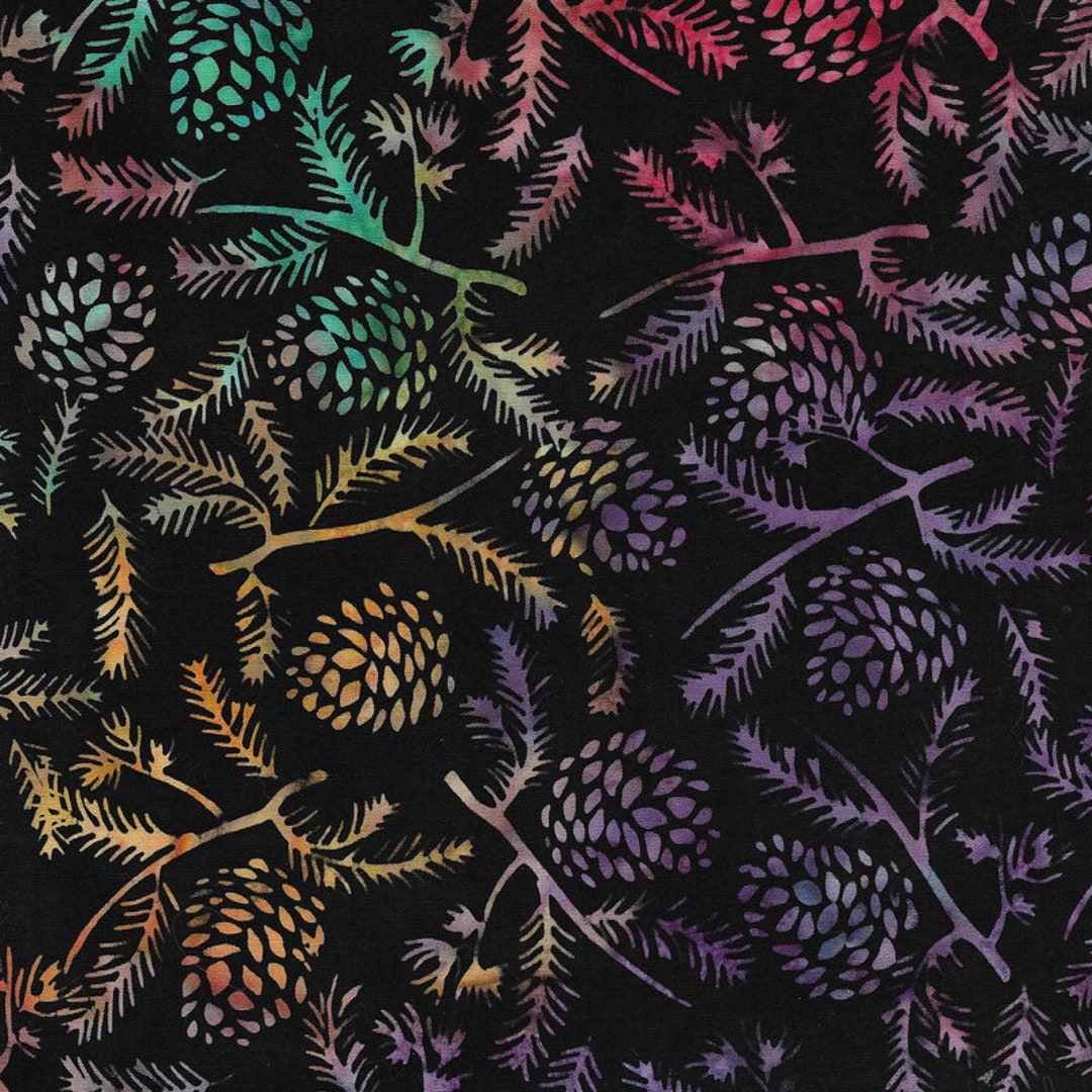 BATIK FABRIC - Pinecones in Black From Back Country Collection by ...