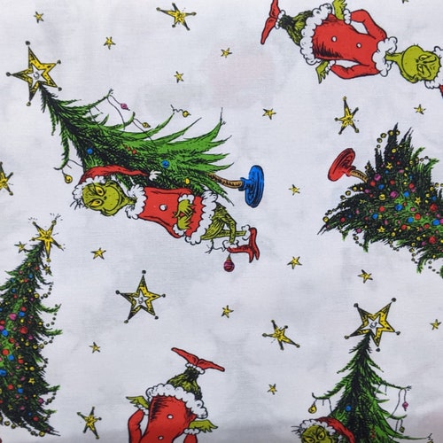 Dr Seuss Red & White Grinch Stripes From Robert Kaufman - Etsy