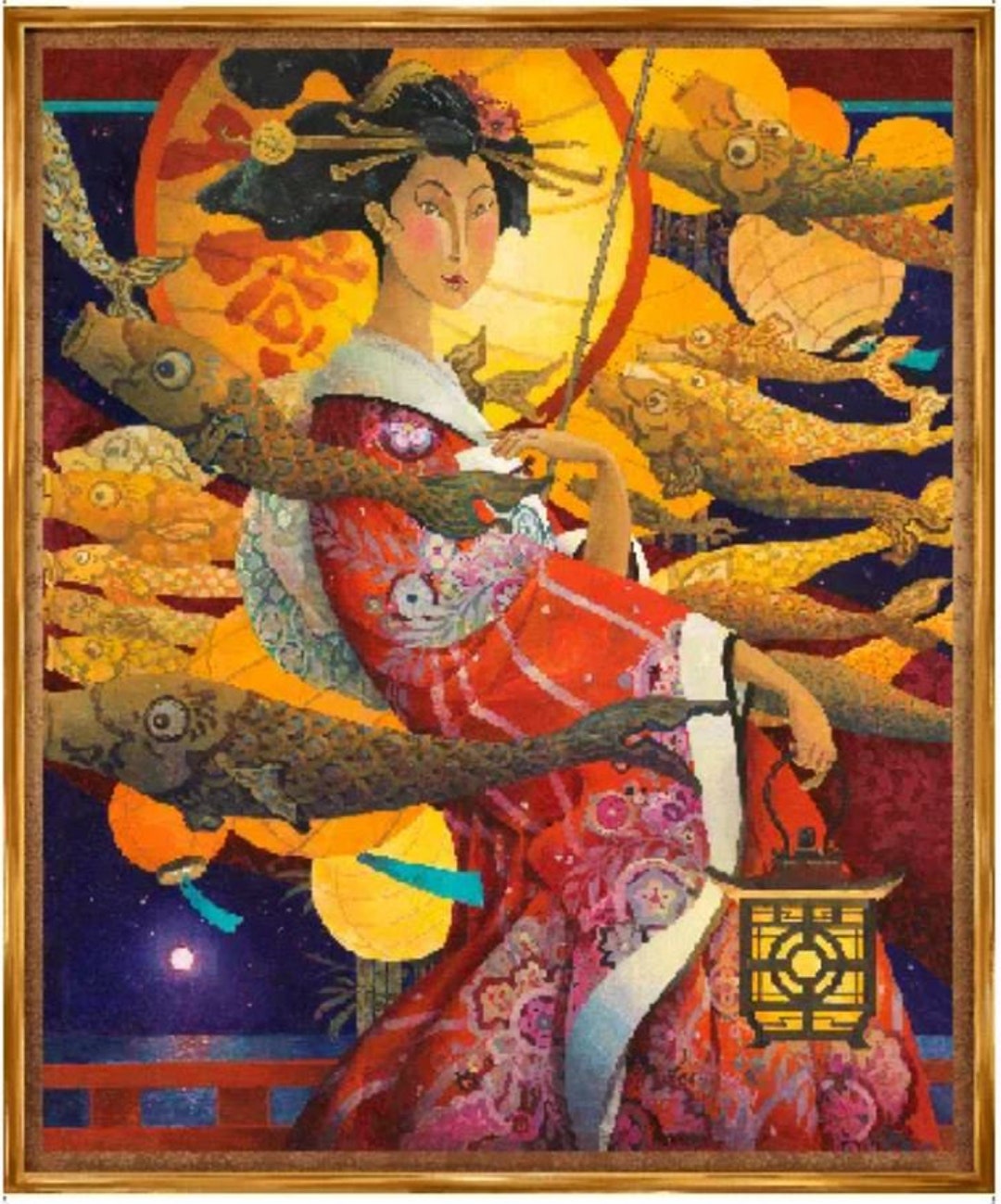 DIGITAL PANEL Lantern Song Geisha Panel Minky From QT Fabrics- Approx ...