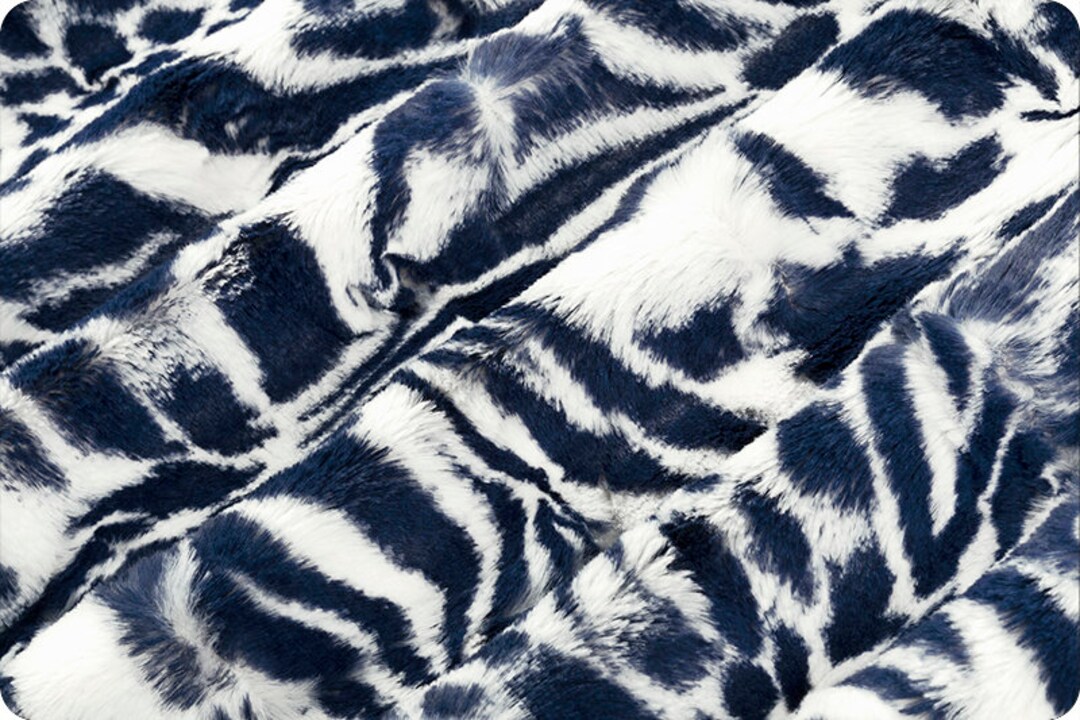 Luxe Cuddle® Exotic in Snow & Navy Luxury Pile Plush Minky From Shannon ...
