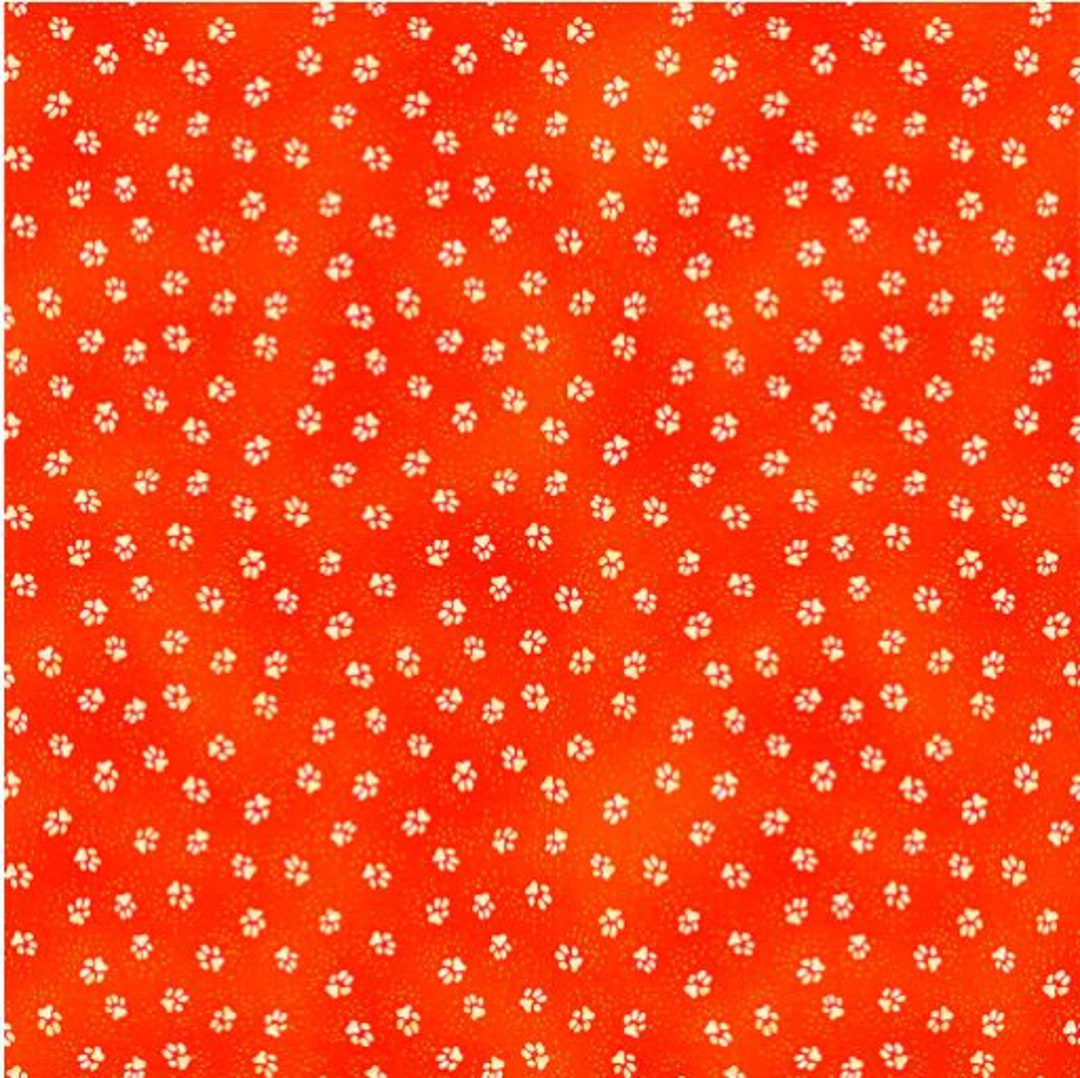 Kindred Canines Paw Prints Dark Orange Metallic by Laurel Birch for ...