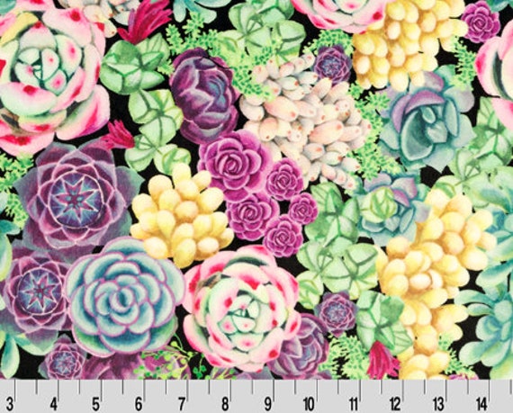 FLORAL PLUSH MINKY Floral Succulents Digital Cuddle® Peridot | Etsy