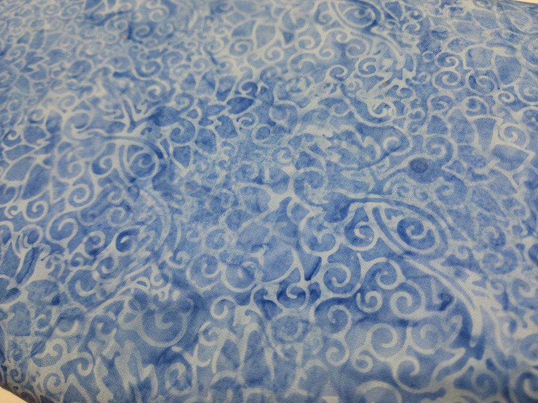 BATIK FABRIC - Swirl Outline Floral in Chambray Blue From Island Batiks ...
