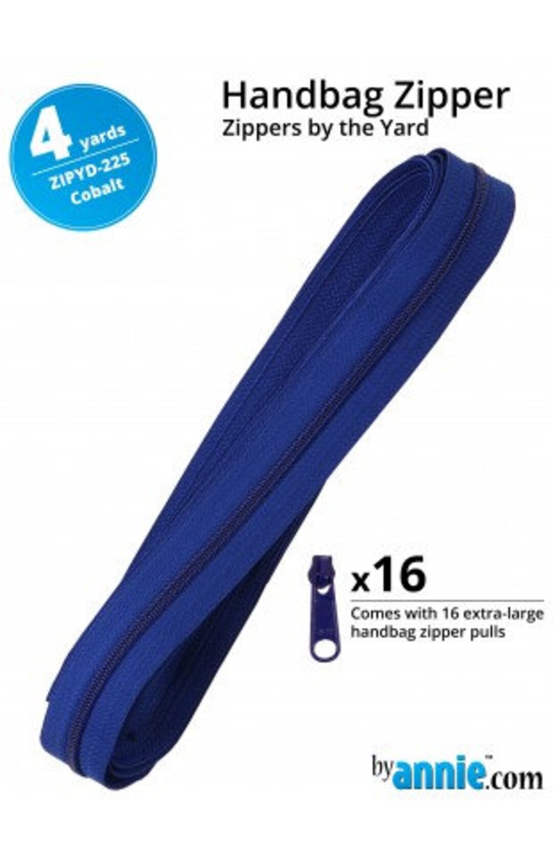 ZIPPERS - 4 Yards Cobalt Blue Zipper by the Yard With 16 Matching Pulls ...