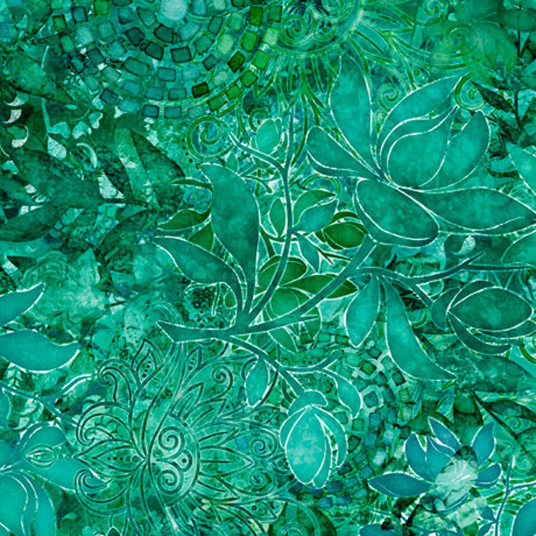 Ombre Floral in Sea Green From Floralessence Collection by QT Fabrics ...