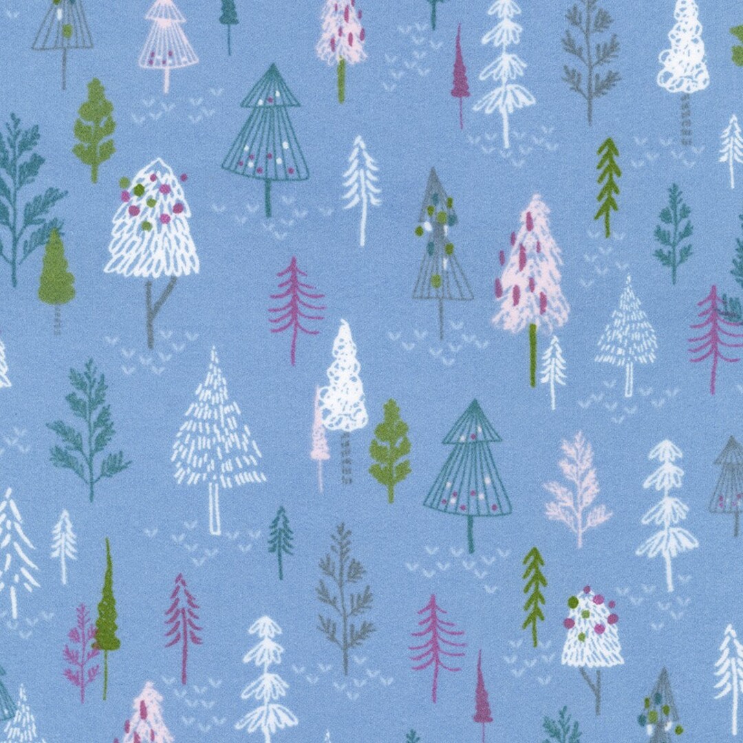 FLANNEL Trees in Periwinkle Blue From Winter Days Collection by Robert ...