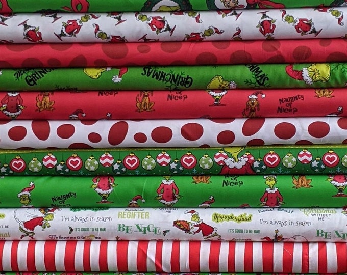 Dr Seuss Red & White Grinch Stripes From Robert Kaufman - Etsy
