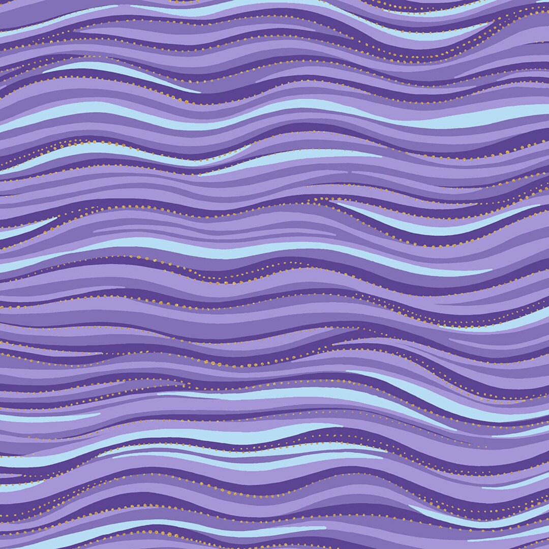 Basic Wave in Dark Purple Metallic by Laurel Burch for Clothworks - Etsy