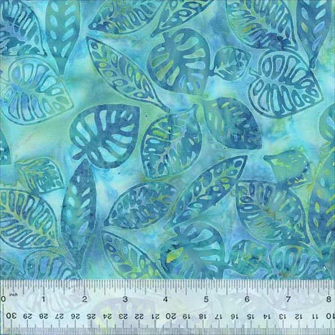 Batik Fabric - Monstera in Sky From the JDJ Periwinkle Glow Collection ...