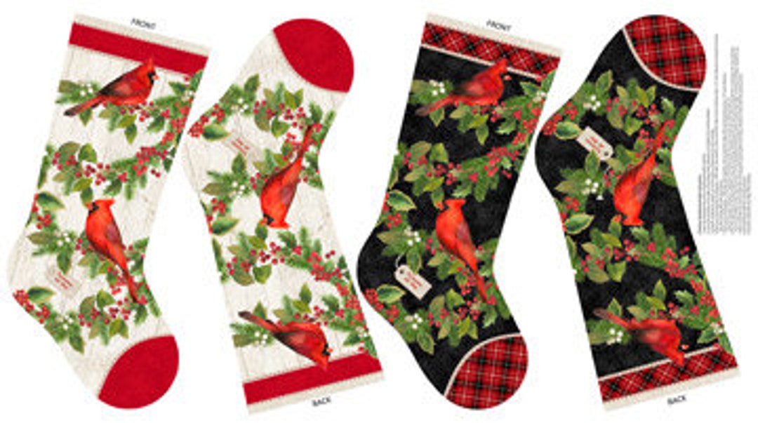 Christmas Cardinals STOCKING PANEL (approx 24"x44") From Cardinal Woods ...