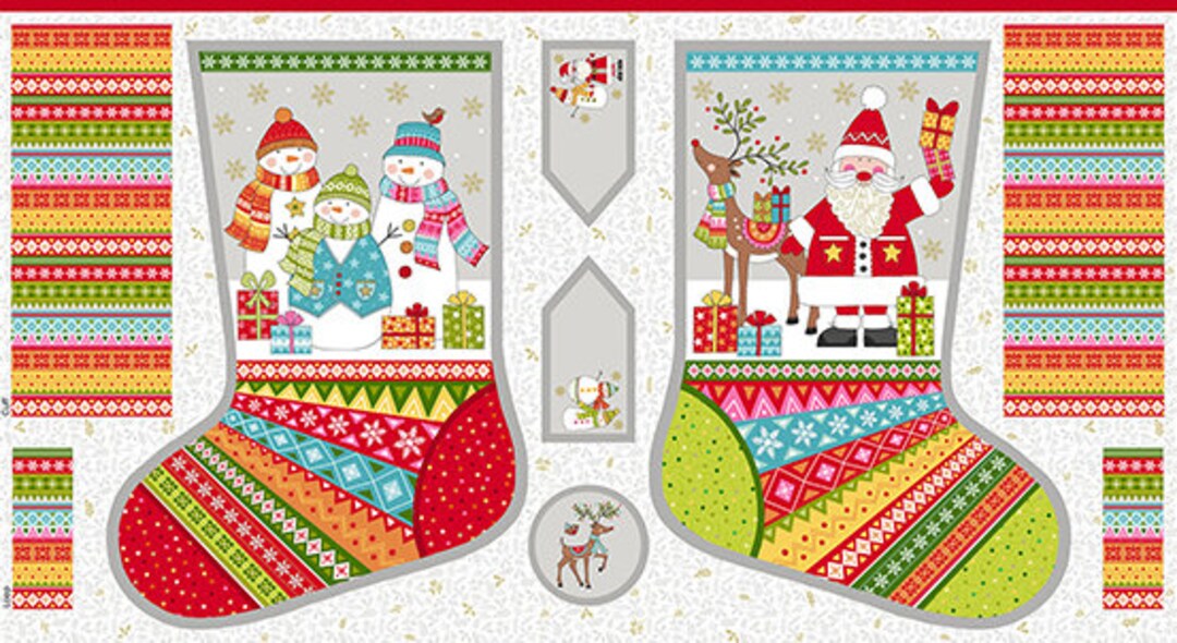 Christmas Stockings PANEL (approx 24"x44") From Festive Collection by ...