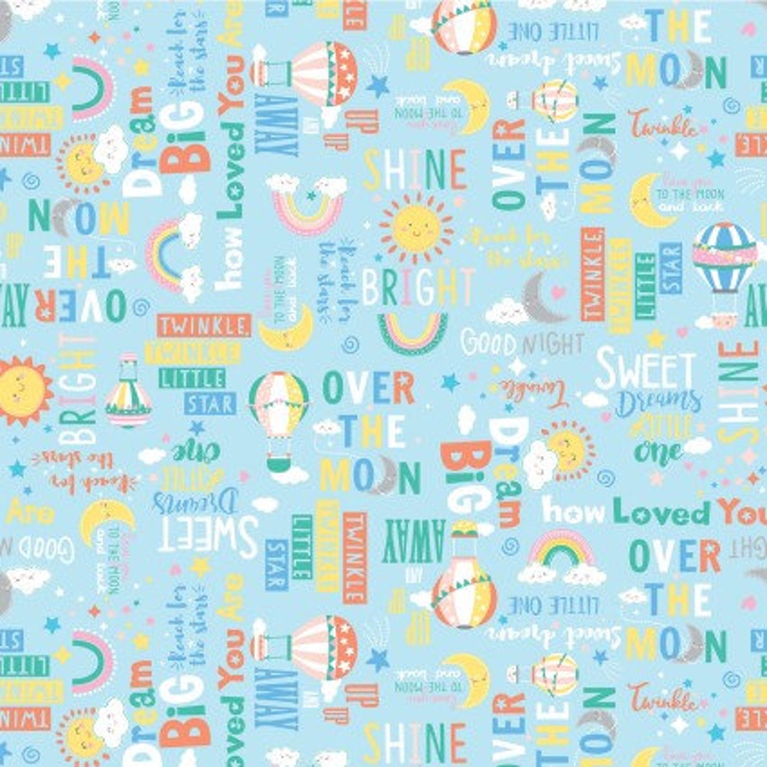 FLANNEL Twinkle Words in Light Blue From Twinkle Comfort Flannel ...