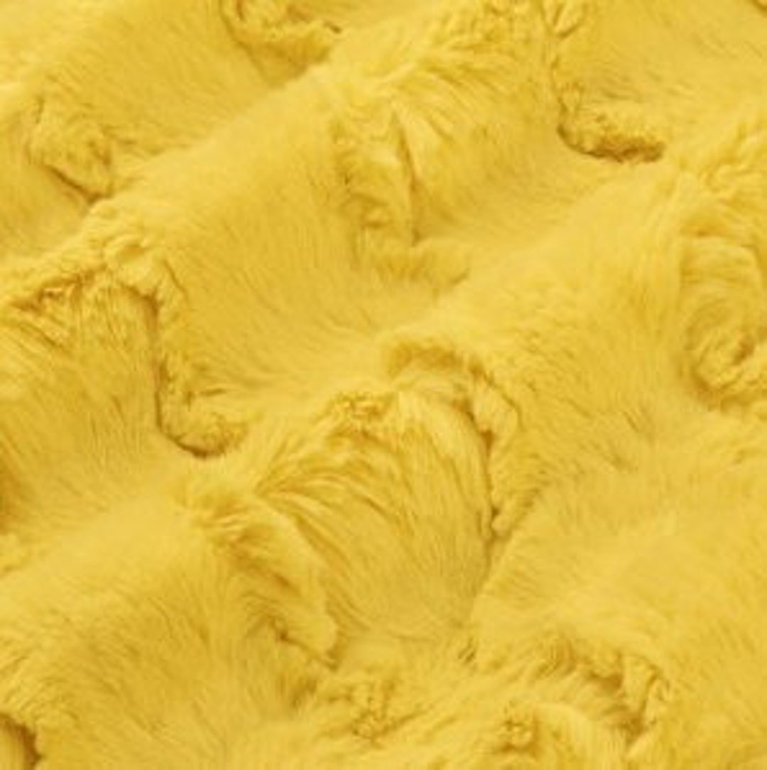 Luxe Cuddle® Glacier in Buttercup Yellow High Pile Furry Fabric MINKY ...
