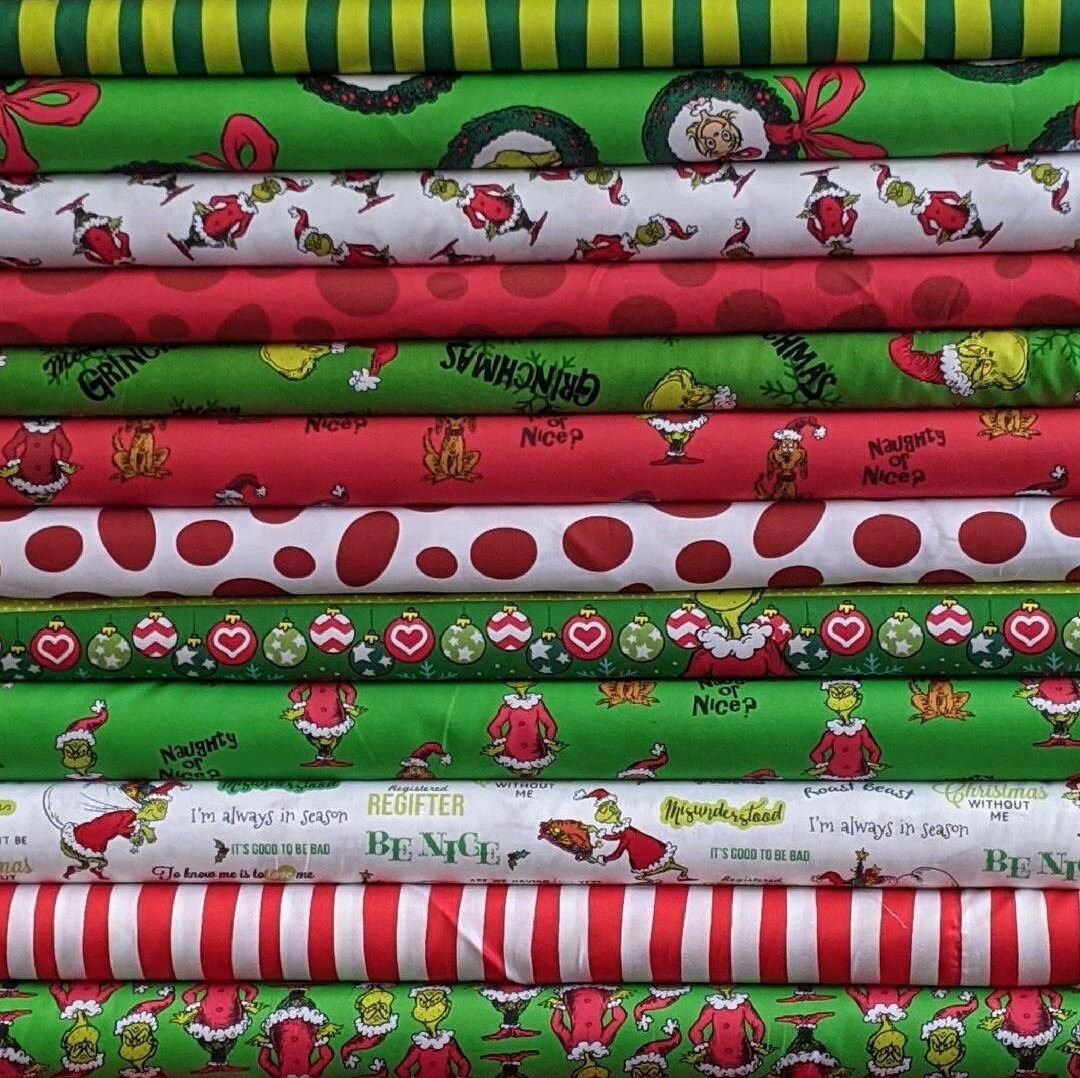 How the Grinch Stole Christmas FIVE MYSTERY 1/2 YARD Bundle From Dr ...