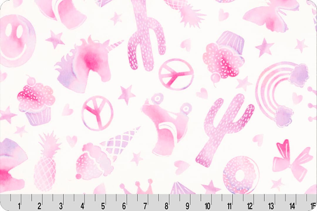 Fat Half ONLY 30"x36" Girls Rule Hot Pink Tossed Motif Digital Cuddle ...