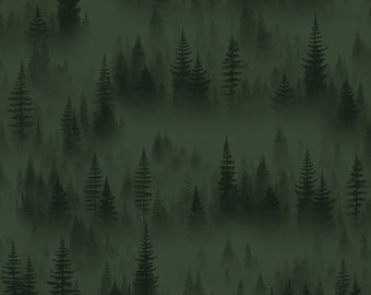 Watercolor Evergreen Forest Fabric Panel - Etsy